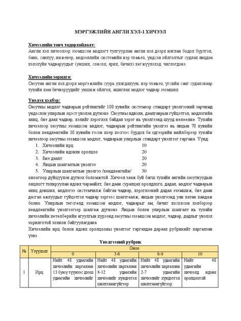 МАХ 1 хичээлийн товч тодорхойлолт зорилго үнэлгээ хичээлийн төлөвлөгөө ашиглах ном сурах