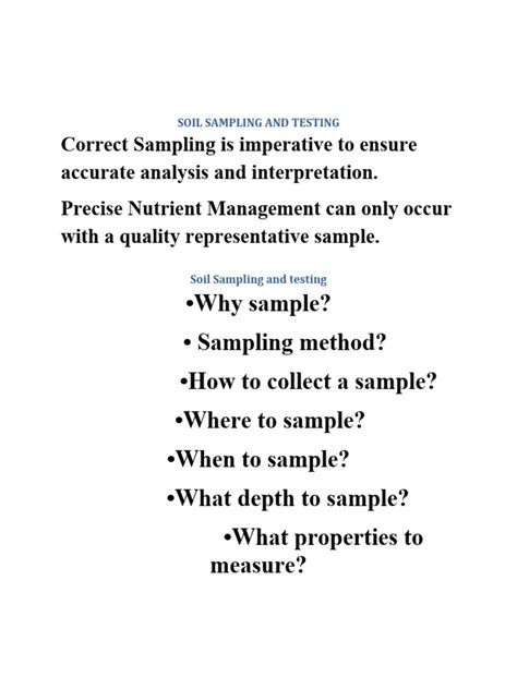 Soil Health Operational Sheet Pdf Soil Sampling Statistics