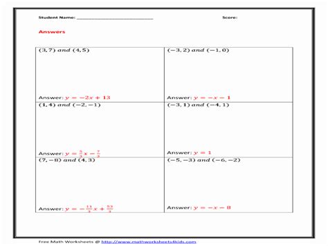 Writing Equations Of Lines Worksheet Best Of Equation Line Given Slope