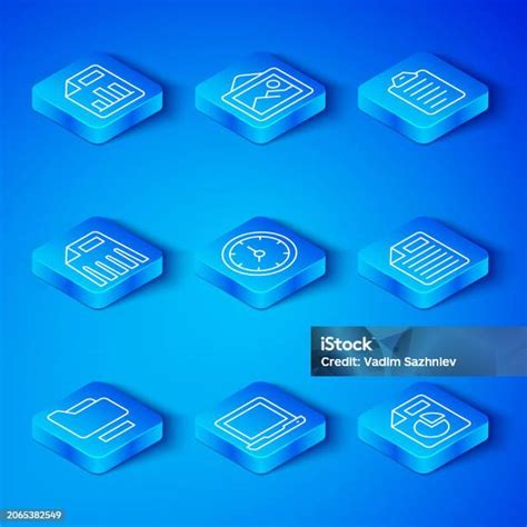 라인 문서 폴더 시계 노트북 파일 문서 목록 또는 계획 종이 분쇄기 그래프 차트 및 아이콘을 설정합니다 벡터 3차원 형태에 대한 스톡 벡터 아트 및 기타 이미지 Istock