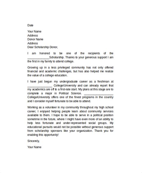 Sample Scholarship Donor Thank You Letter At Brodie Puddy Blog
