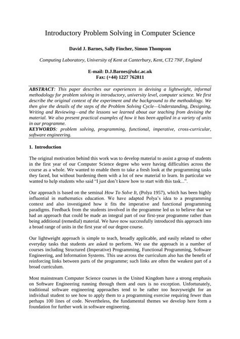 Pdf Introductory Problem Solving In Computer Science · Pdf Fileintroductory Problem Solving In
