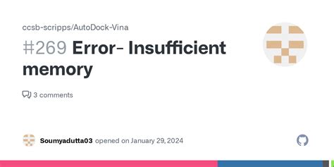 Error Insufficient Memory Issue Ccsb Scripps Autodock Vina Github