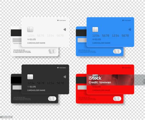 다른 색깔 플라스틱 명함 수집 투명한 배경에 격리 된 3d 벡터 모형 신용 카드에 대한 스톡 벡터 아트 및 기타 이미지 신용 카드 홀로그램 모형 Istock