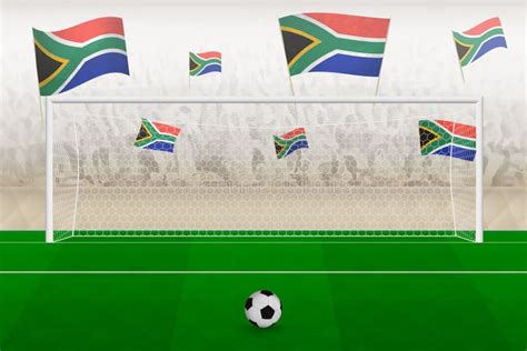 South Africa Football Team Fans With Flags Of South Africa Cheering On