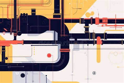 Gas Pipeline Flow Infographic Displaying Minimalist Design With Intricate Layout And Bold Colors