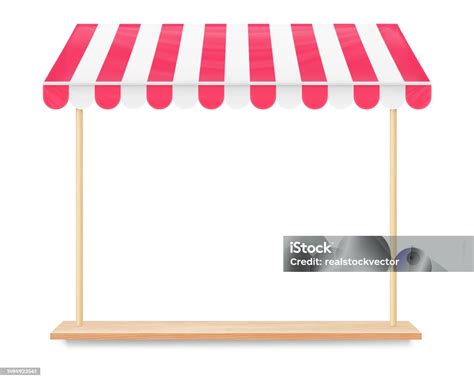 다양한 색상의 사실적인 줄무늬 차양 천막 흰색 배경에 벡터 그림입니다 0명에 대한 스톡 벡터 아트 및 기타 이미지 0명