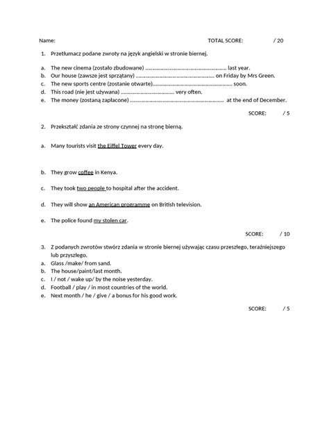 Passive Voice Quiz Pdf