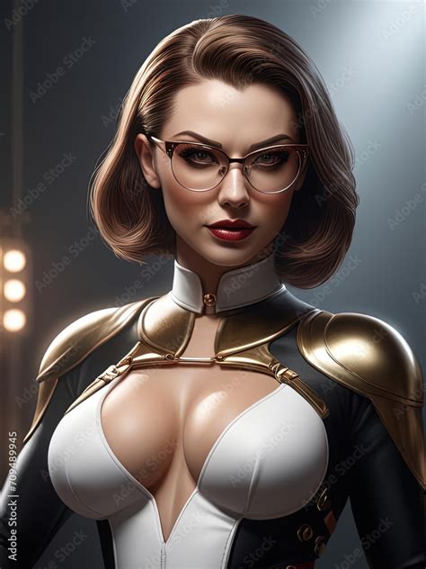 Sensual Dominatrix Close Up Portrait Of A Commanding Fair Skinned White Dominatrix In Glasses