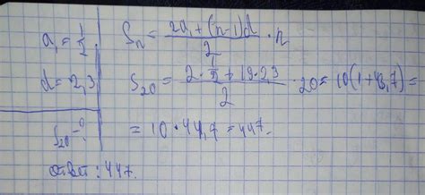 Дана арифметична прогресія An Відомо що A1 0 5 і D 2 3 Обчисли суму перших двадцяти членів