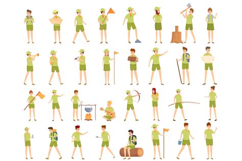 Scouting Icons Set Cartoon Style Graphic By Nsit0108 · Creative Fabrica