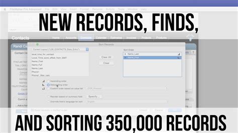 New Records Finds And Sorting 350000 Records Filemaker 14 Videos