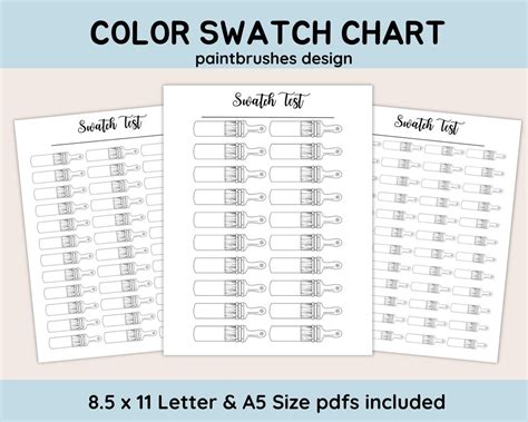 Printable Alcohol Marker Swatches Color Swatch Chart Set Blank