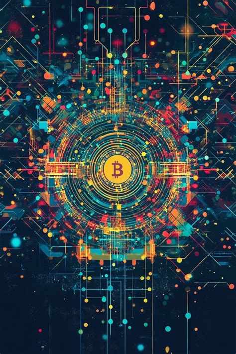 Modern Fintech Icon Surrounded By Abstract Geometric Patterns And Blockchain Visuals Stock