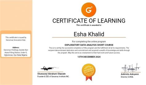 Certificate Dataanalysis Pakistanzindabad Genomacinstituteinc