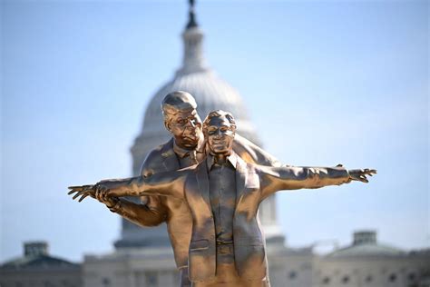 New Statue Of Trump And Epstein Is Placed On National Mall