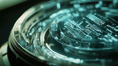 Futuristic Cyber Security System Showing Rotating Data And Code Stock Illustration