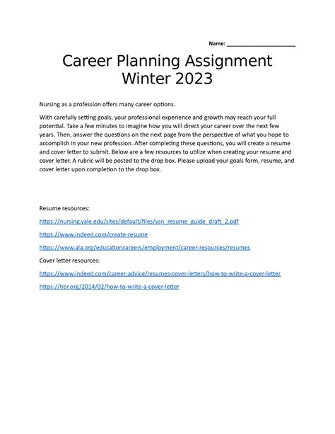 Professionalism Assignment 2023 Name Career