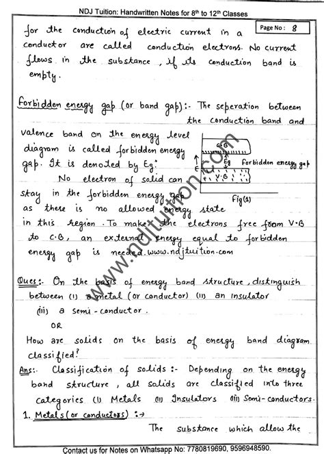Electronic Device Handwritten Notes For 12th Physics