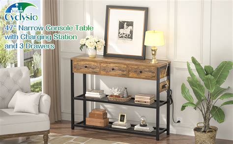 Cyclysio 47 Inches Console Table Entryway Table With Charing Station