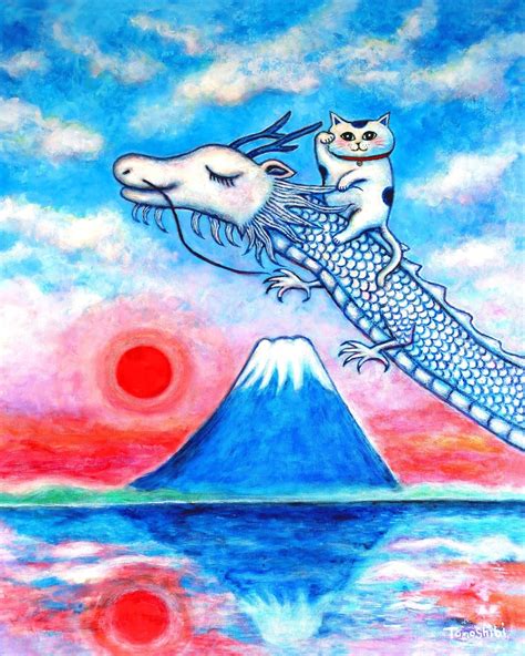 Tomoshibi招き猫を乗せた富士越えの龍