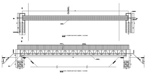 Irrigated Canal Bridge Elevation And Plant And Constructive Details Dwg