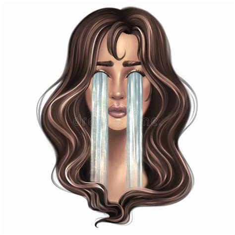 the girl with the waterfall of tears from her eyes stock vector illustration of pretty eyes