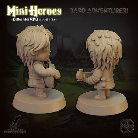 3d Printable Mini Heroes Collectible Rpg Miniatures Bard Chibi By