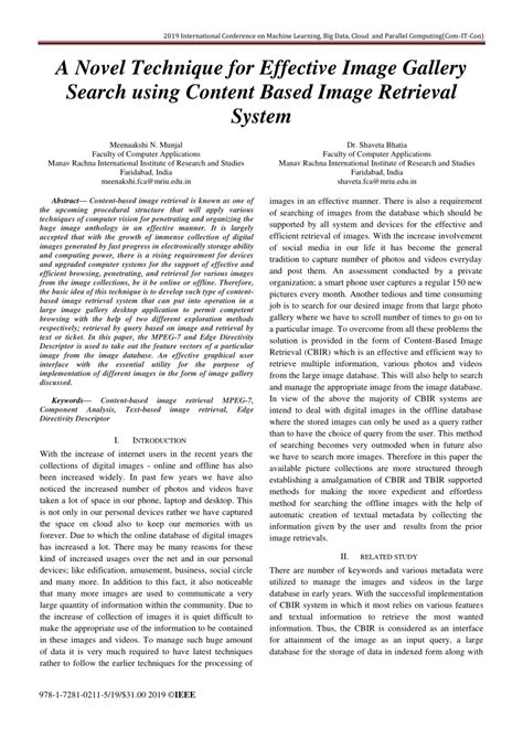 Pdf A Novel Technique For Effective Image Gallery Search Using Content Based Image Retrieval