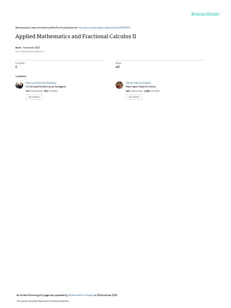 Applied Mathematics And Fractional Calculus Ii Pdf Mathematics Mathematical Analysis