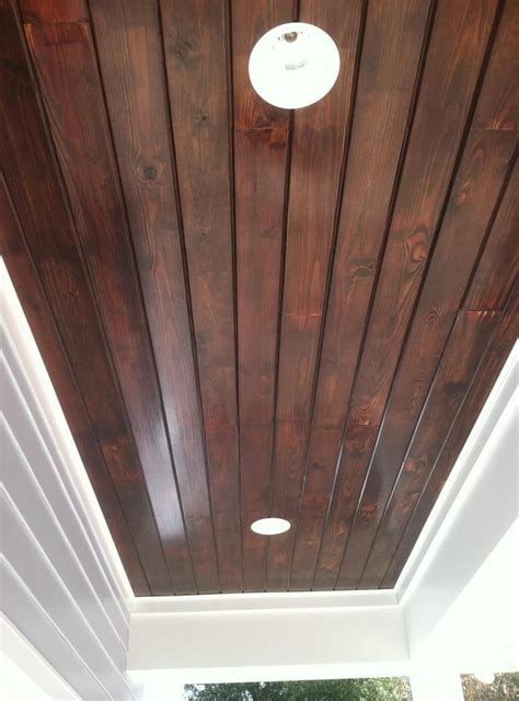 House Design And Color Groove Ceiling Tongue Porch Stain Ceilings Wood