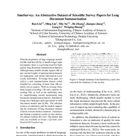 sumsurvey an abstractive dataset of scientific survey papers for long