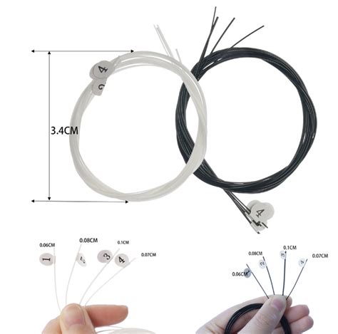 8pcsset White And Black Durable Nylon Ukulele Strings Replacement Part For 21 Inch 23 Inch 26