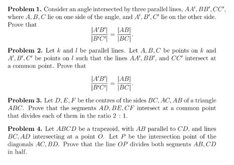 Solved Problem Consider An Angle Intersected By Three Chegg