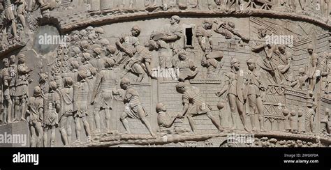 Italy Rome Trajans Column Roman Triumphal Column Detail Of Spiral