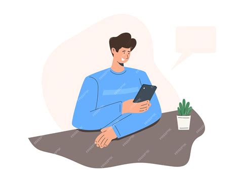 Premium Vector Man Using Social Media Applications On Mobile Cell