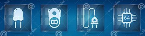 Set Light Emitting Diode Electrical Outlet Electric Plug And