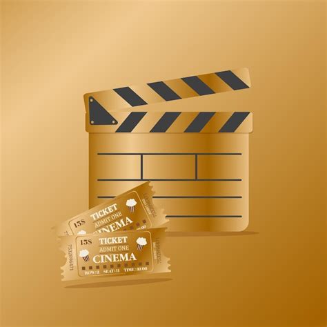 황금 배경에 고립 된 영화 황금 했 보드 프리미엄 벡터