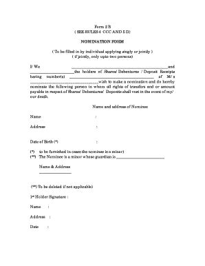Fillable Online Form B SEE RULES CCC AND D NOMINATION FORM To Fax Email Print
