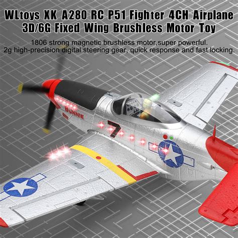 Wltoys Xk A280 Rc P51 Fighter 4ch Airplane 3d 6g Fixedwing