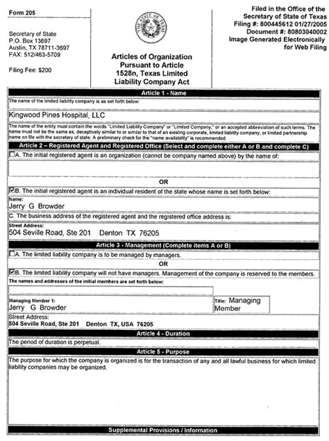 Certificate Of Formation Texas Corporation