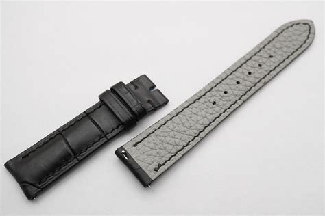 205mm Black Genuine Crocodile Skin Leather Watch Strap For Cartier
