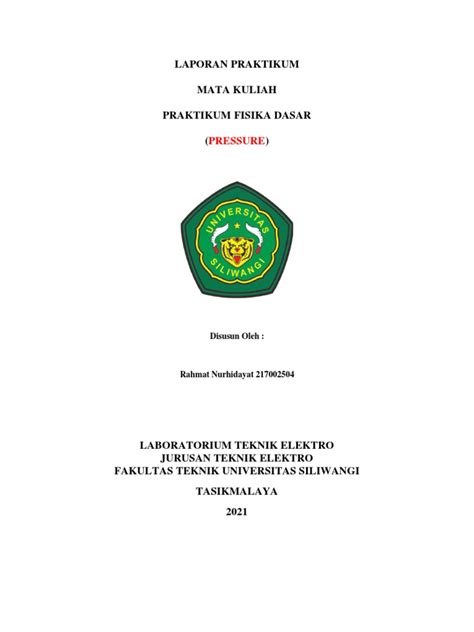Laporan Praktikum Fisika Dasar Pressure Rahmat Nurhidayat Pdf