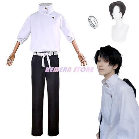 Anime Okkotsu Yuta Cosplay Jujutsu Kaisen Traje Okkotsu Yuta Uniforme Roupas Brancas Peruca Anel