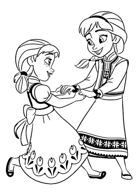 Раскраски Малышка Эльза Раскраски без СМС Девочки веселятся Онлайн раскраска Маленькие