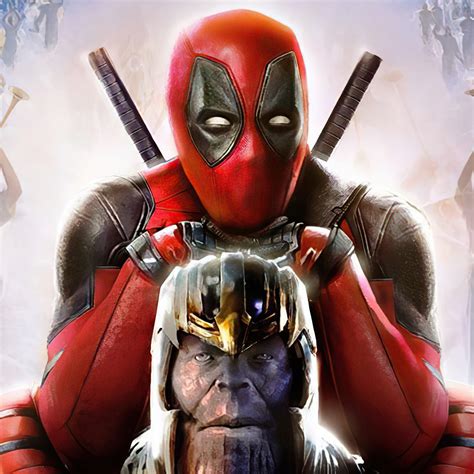 2048x2048 Deadpool Over Thanos Ipad Air Hd 4k Wallpapersimages