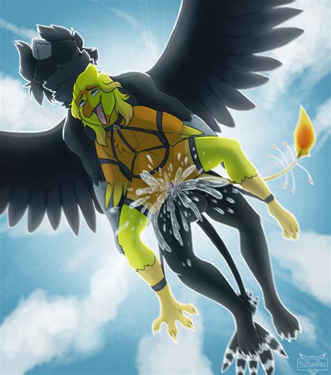 Rule 34 5ushiroll Absurd Res Andromorph Andromorph Male Anthro Avian Balls Beak Belly Riding