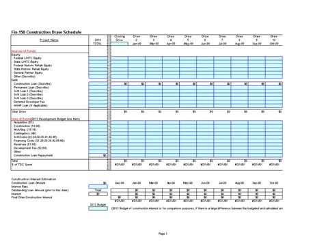 Construction Draw Request Template Excel