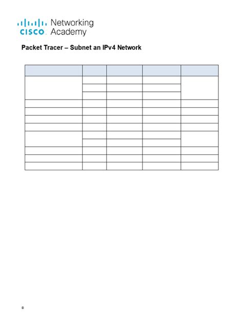 11 5 5 Packet Tracer Subnet An Ipv4 Network Pdf Ip Address Computer Network