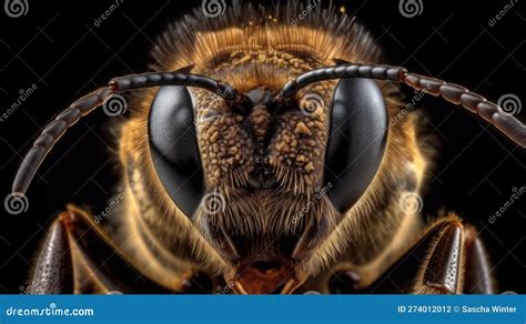 Bee S Head In Super Macro A Highly Detailed And Ultra Realistic Close